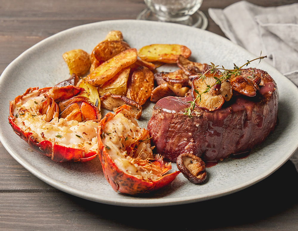 Surf and Turf Dinner for Two - Lobster Tails + Filet Mignon – Roger's ...